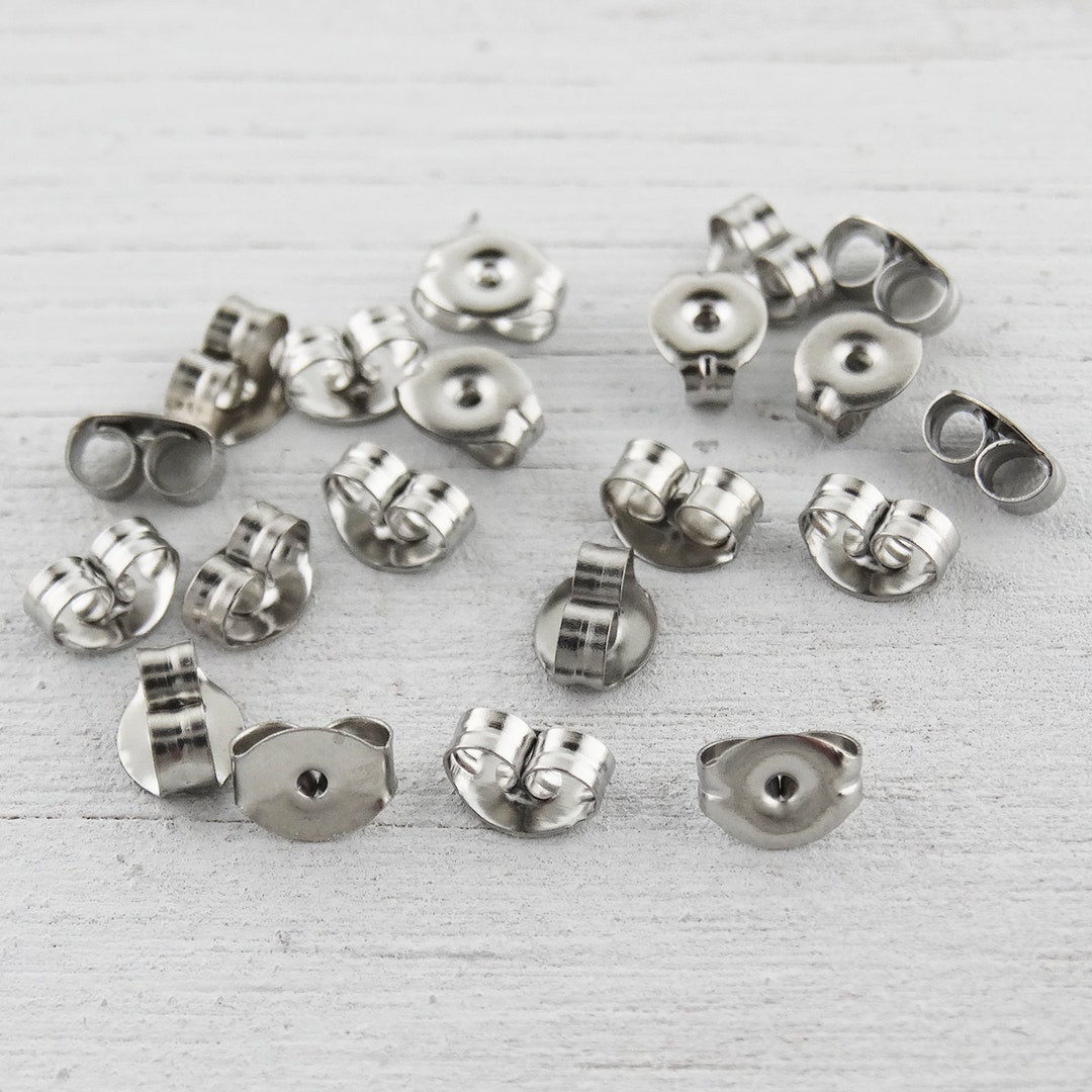Stainless Steel Butterfly Stud Earring Backs - 6mm X 4.5mm Set of 20 ...