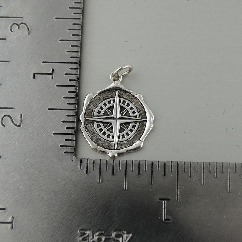Sterling Silver Wax Compass Seal Pendant Charm 925 Sterling | Etsy