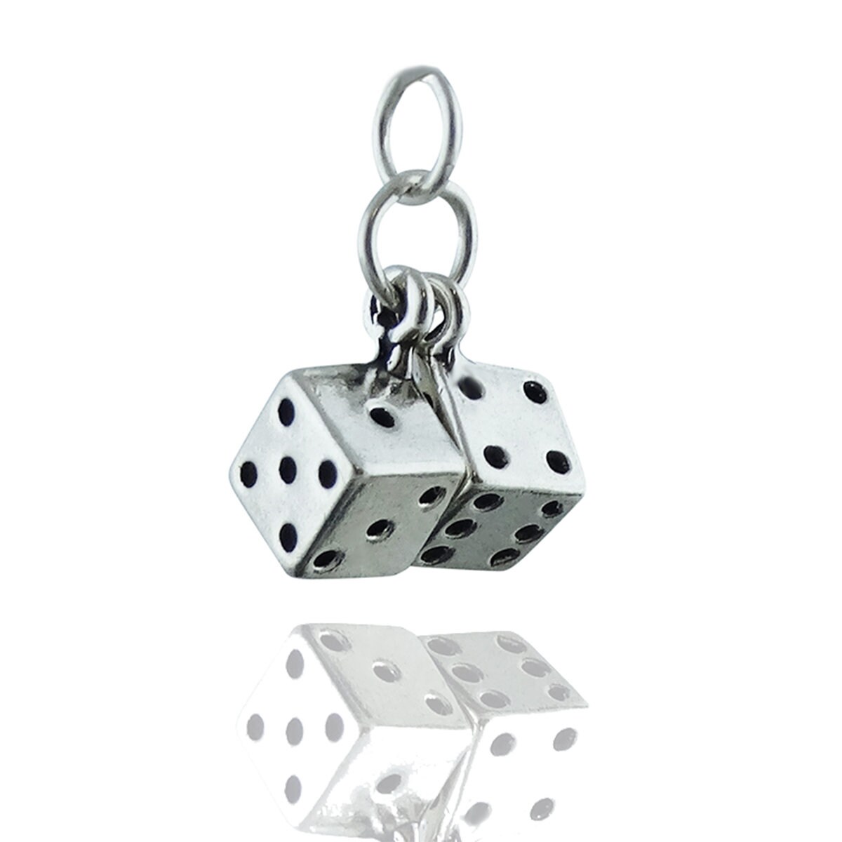 Sterling Silver Pair of Dangling Dice Charm 925 Silver 3 | Etsy