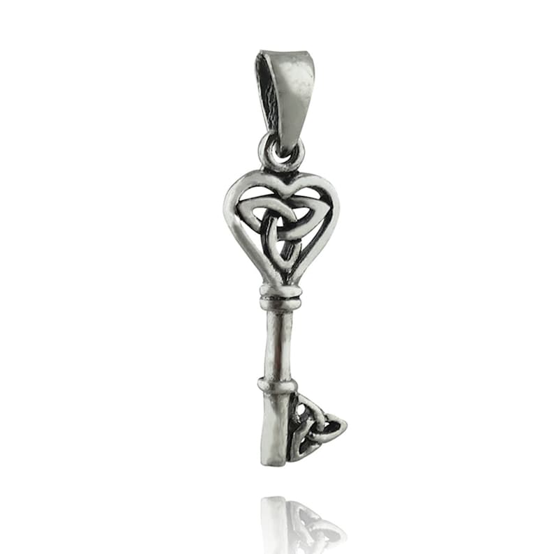 Sterling Silver Triquetra Celtic Knot Key Pendant - 925 Silver ...