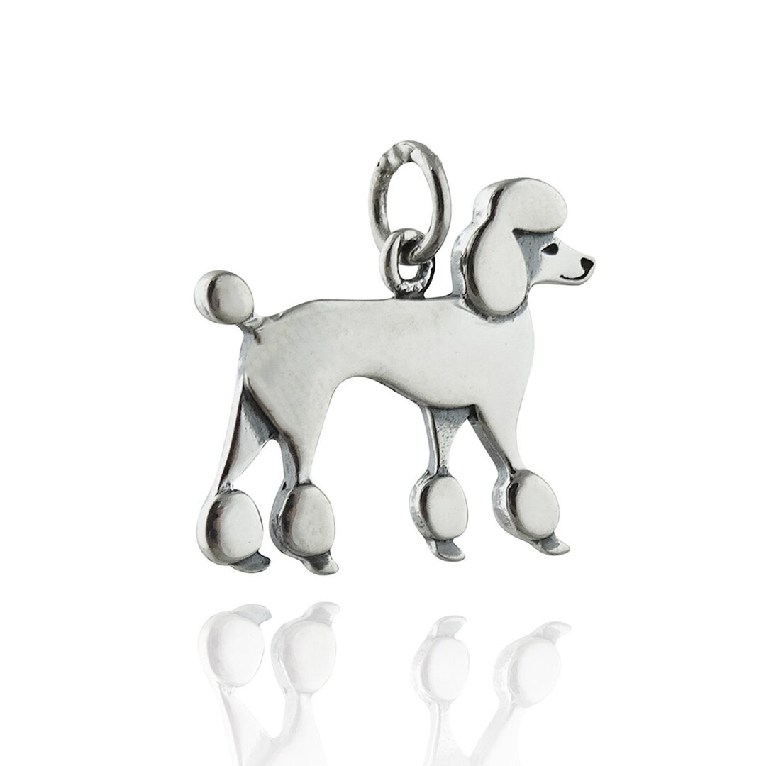 Poodle Charm 925 Sterling Silver Dog Puppy Pendant Detailed 17mm X 16mm ...