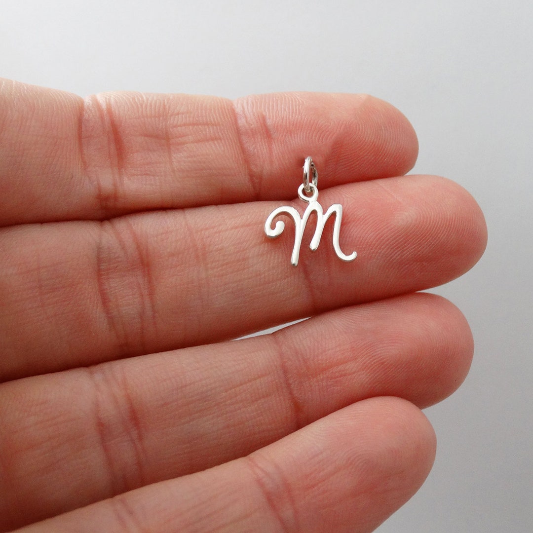 Sterling Silver Initial Letter M Charm - 925 Silver - Cute Dainty ...