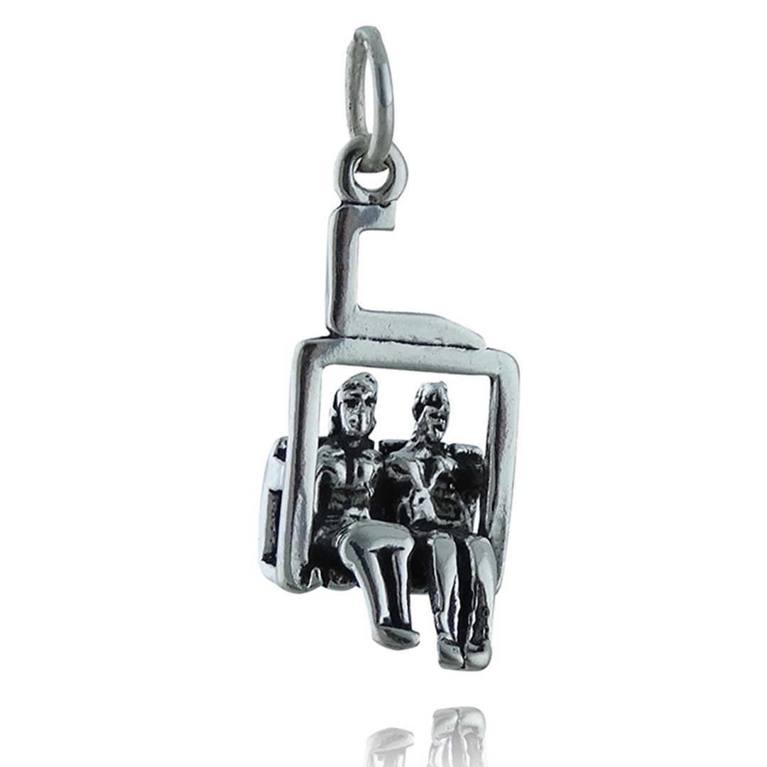 Sterling Silver Ski Lift Chairlift Charm - 20mm X 10mm Skiing Pendant ...
