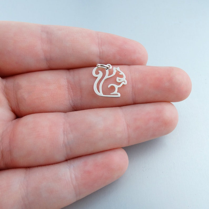 Sterling Silver Squirrel Outline Charm 925 Silver Animal - Etsy