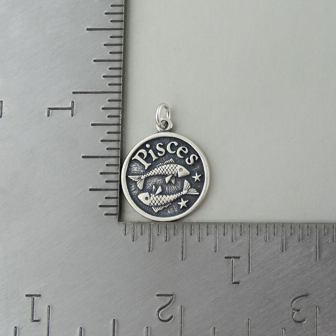 Sterling Silver Pisces Charm 925 Sterling Silver DOUBLE - Etsy