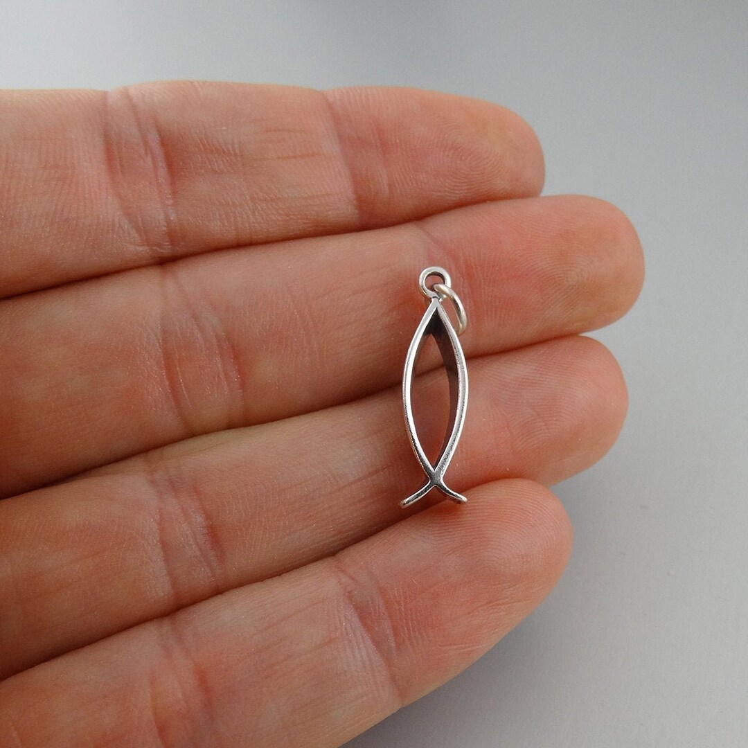 Ichthus Christian Fish Charm 925 Sterling Silver Faith 22mm X 8mm 3 ...