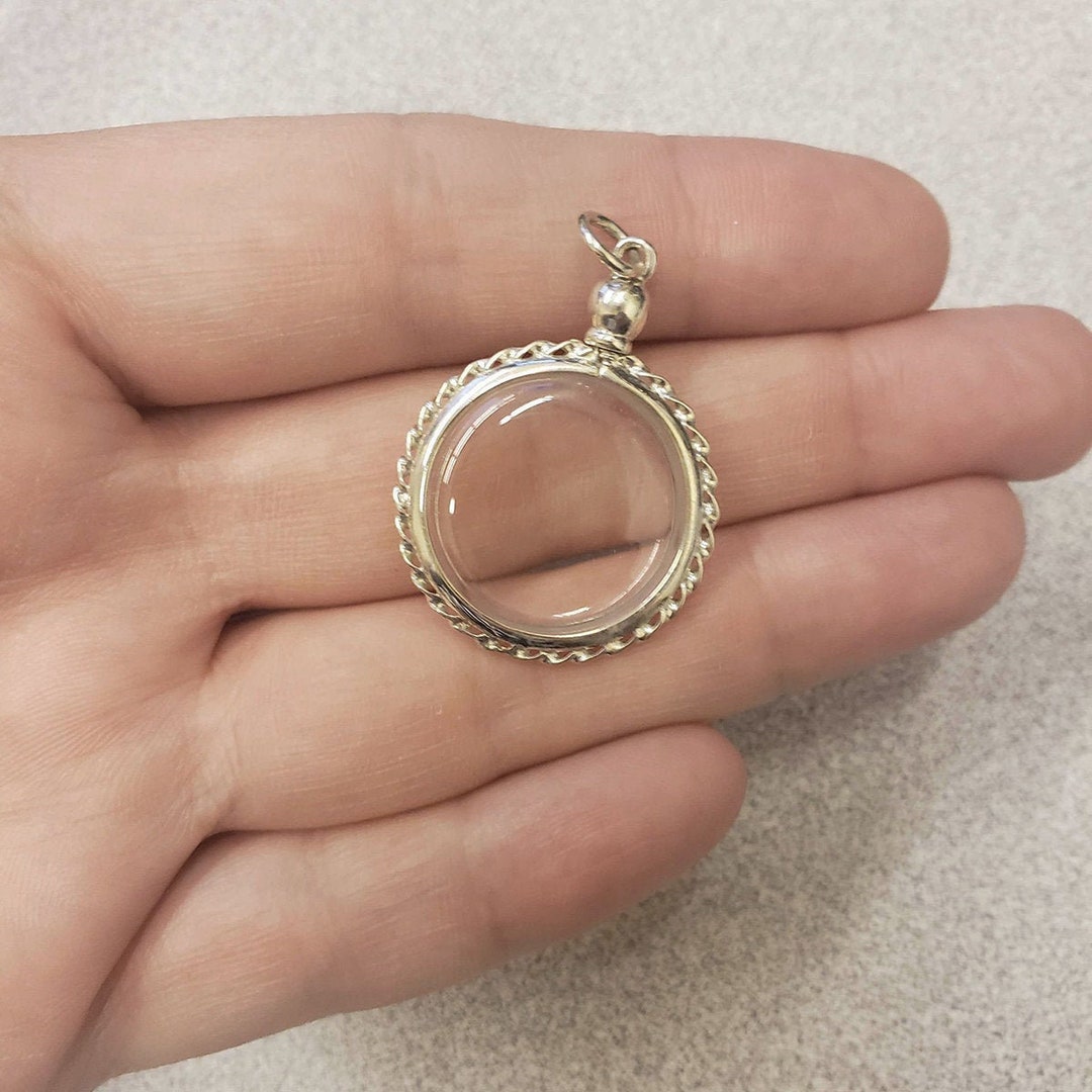 Clear Round Small Floating Locket - 25mm Sterling Silver & Acrylic ...