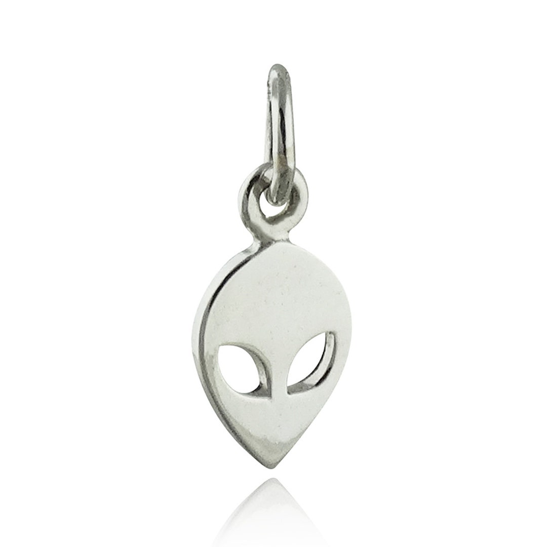 Tiny Alien Head Charm - 12mm X 6mm Sterling Silver Extraterrestrial ...