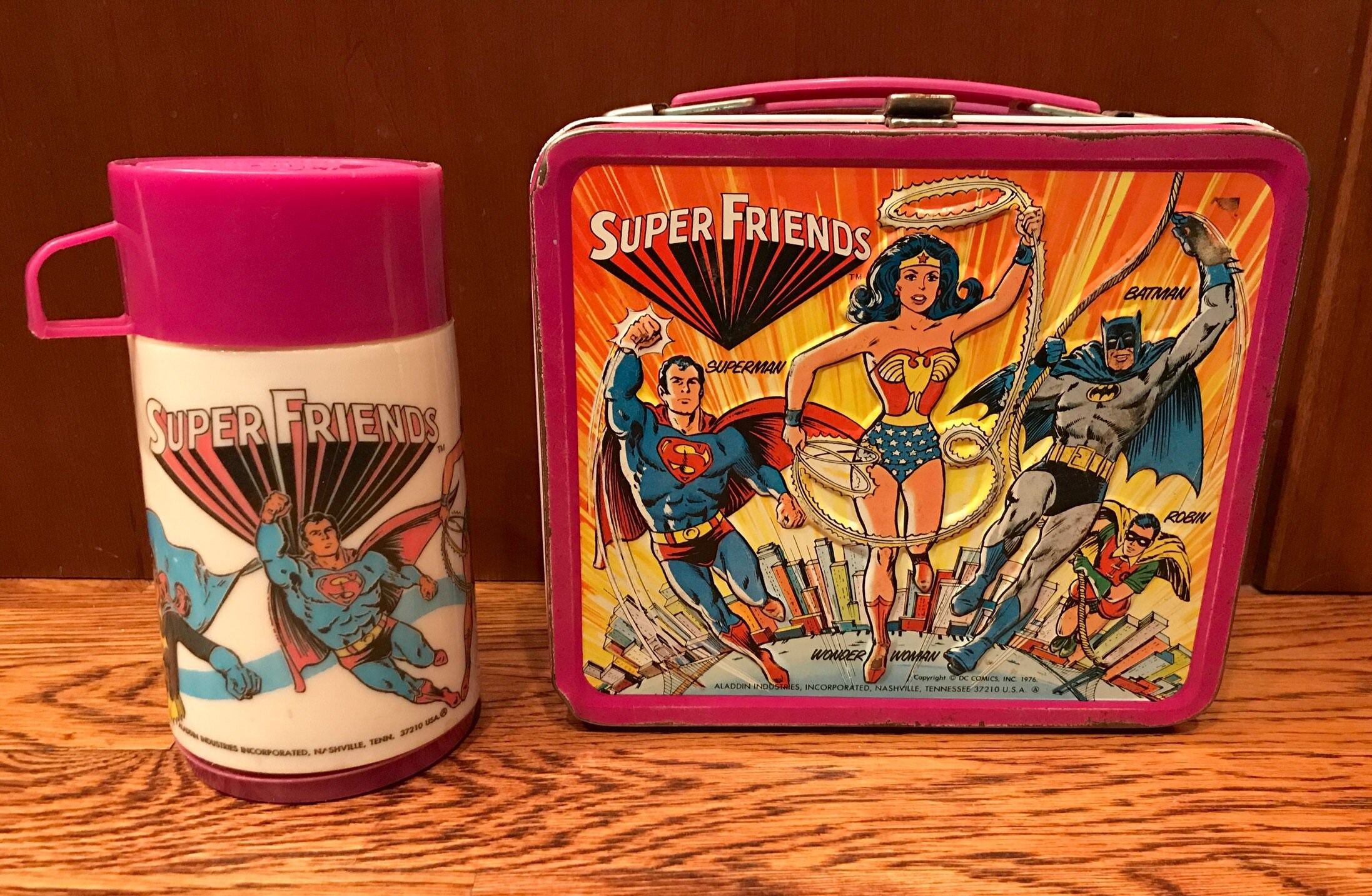 Collectibles Vintage 1976 Super Friends Blue & Pink Metal Lunch Box by ...