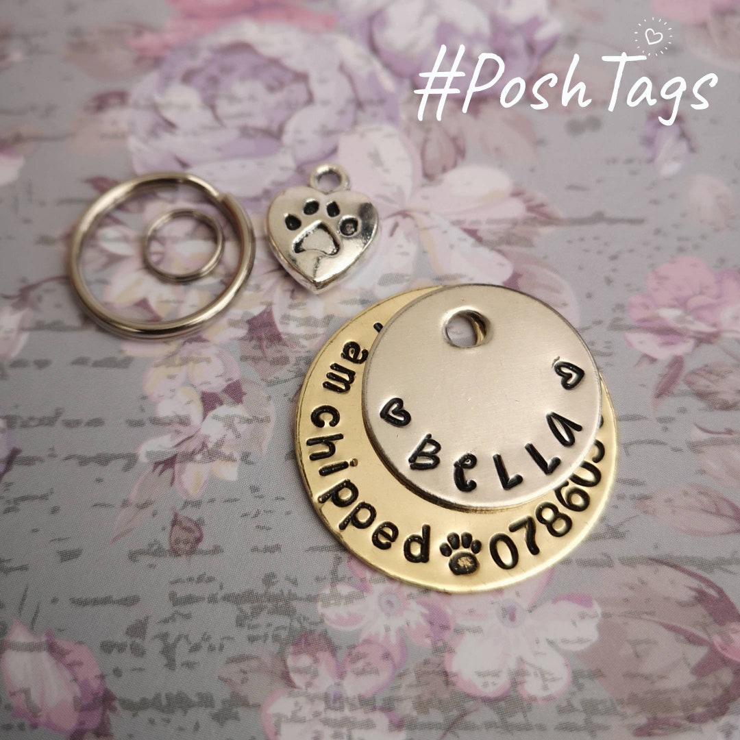 Small Handmade Stamped Cat Kitten Puppy Dog Cat Pet Tags #poshtags ...