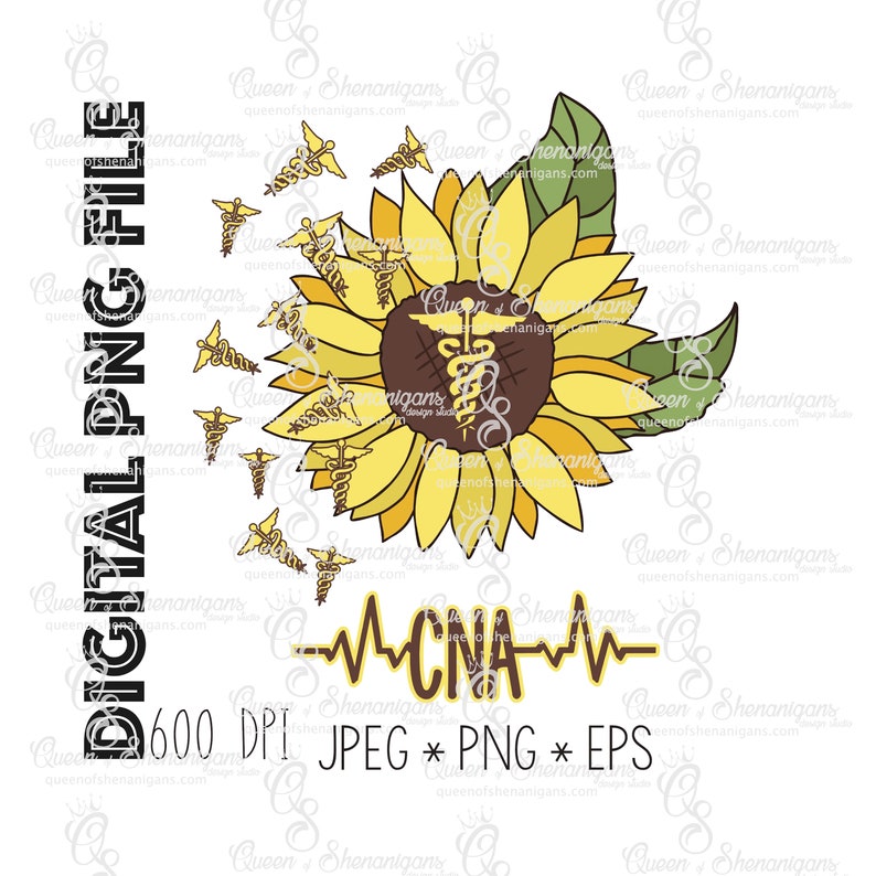 CNA Sunflower Nurse Clip Art for sublimation | Etsy