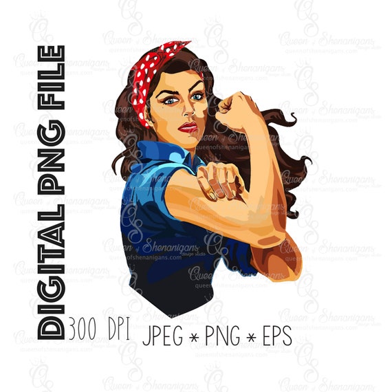 Blue Eyed Brunette Woman Strong PNG File Girl Power Digital | Etsy España
