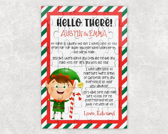 Personalized Boy Elf Puzzle Elf Arrival Puzzle Elf Arrival | Etsy