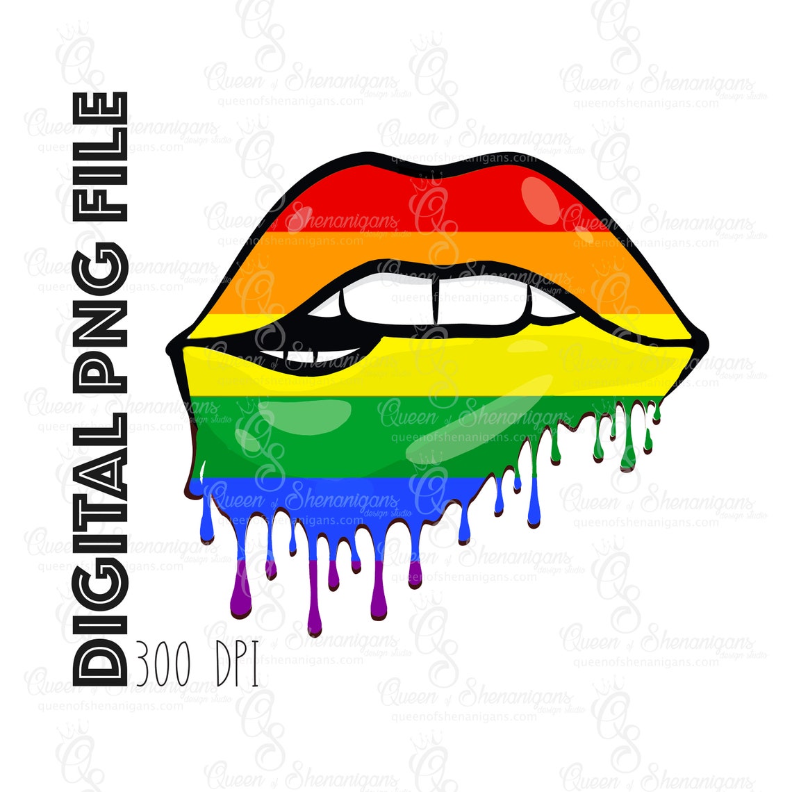 Rainbow Dripping Lips PNG File Clip Art for Sublimation | Etsy