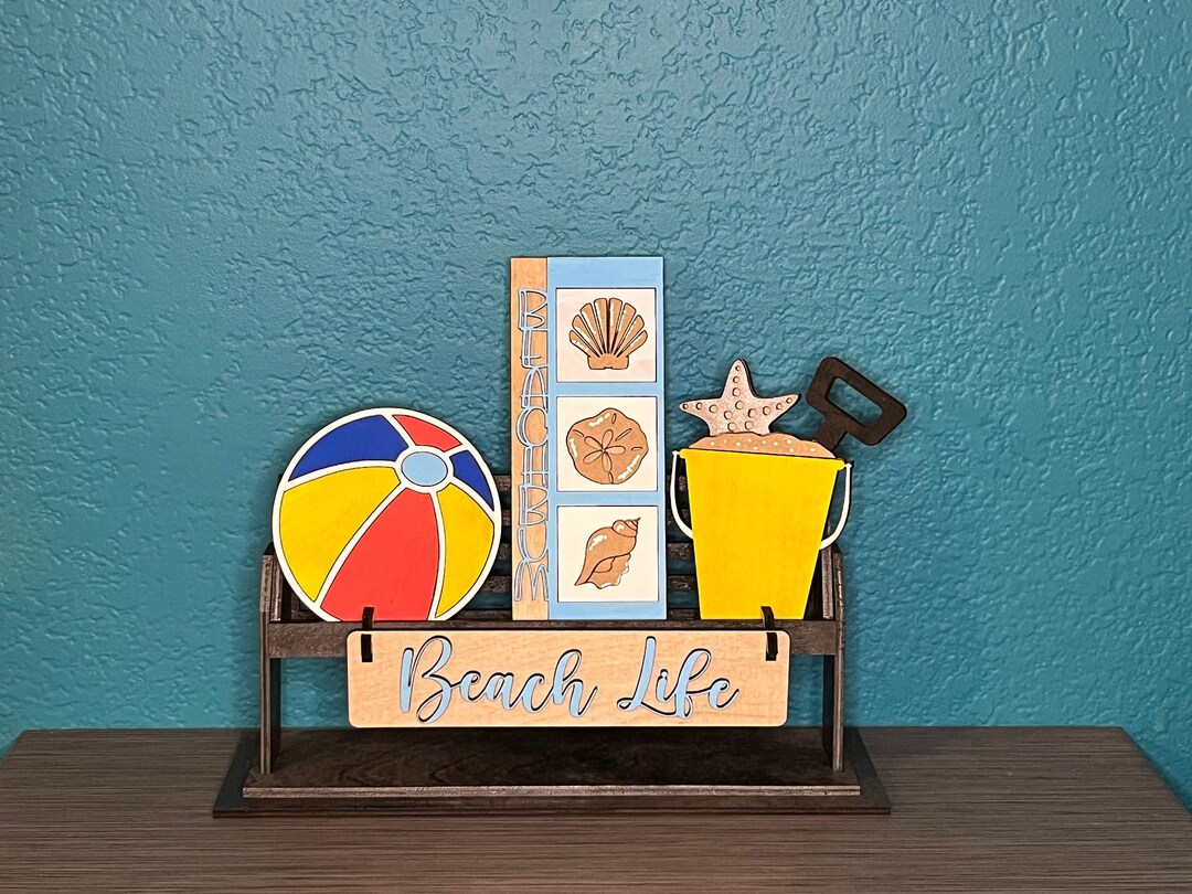 Beach Themed Shelf Sitter Tiered Tray Display Shelf Home Decor - Etsy
