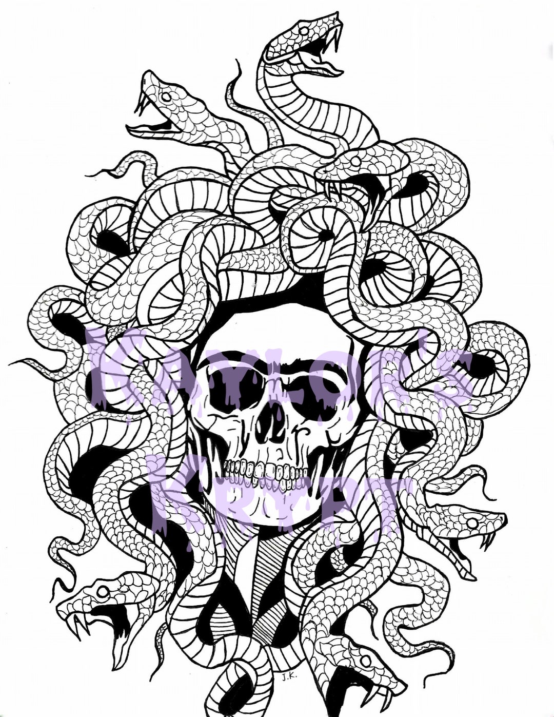 Medusa, Frida Kahlo, Skeleton, Pen and Ink, Gothic, Art Print - Etsy