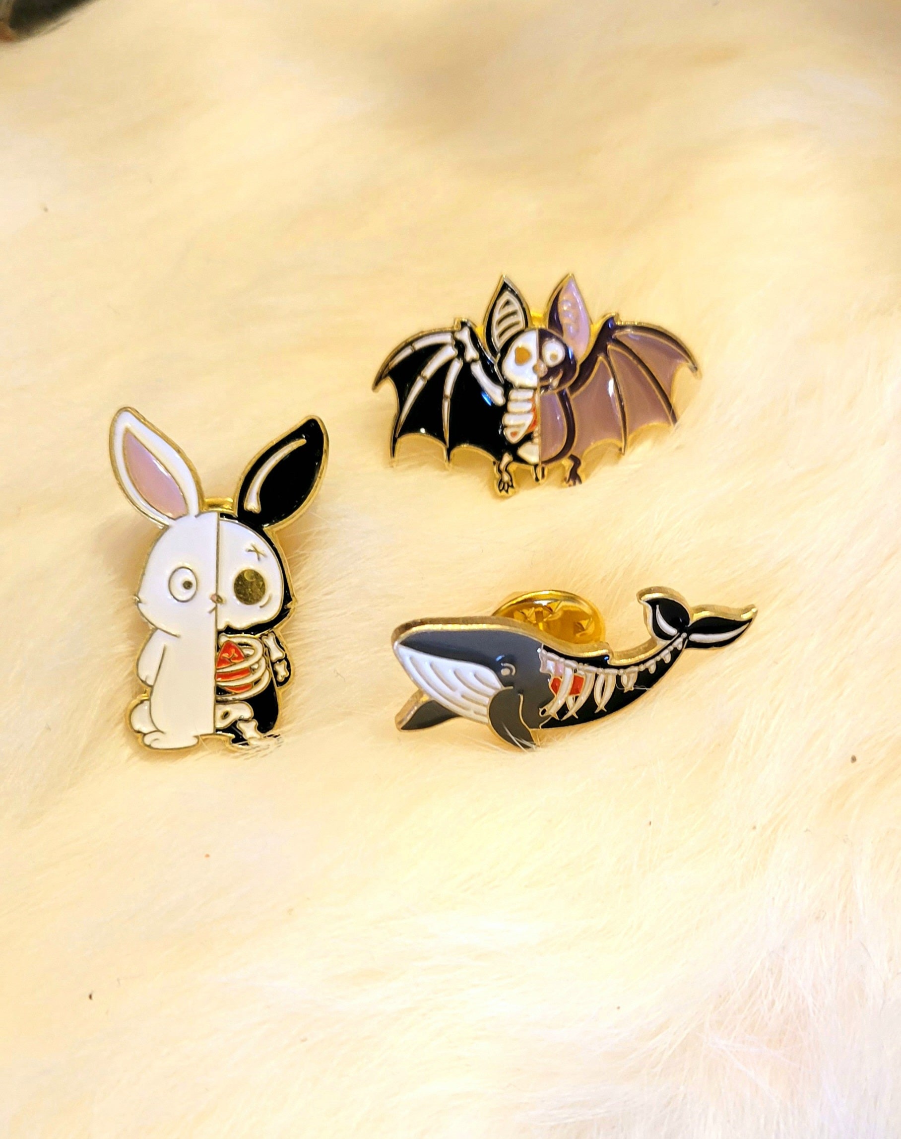 Half Skeleton, Animal, Anatomy, Bat, Rabbit, Whale, Pins - Etsy