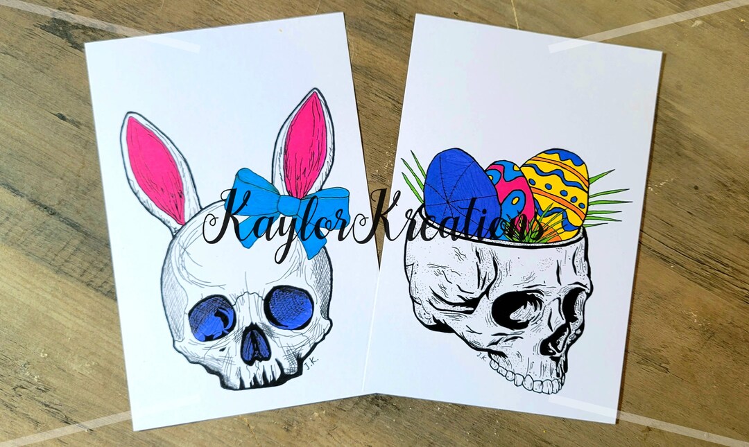 Easter, Skeleton, Skull, Easter Eggs, Bunny, Gothic, Spooky, Art Print ...