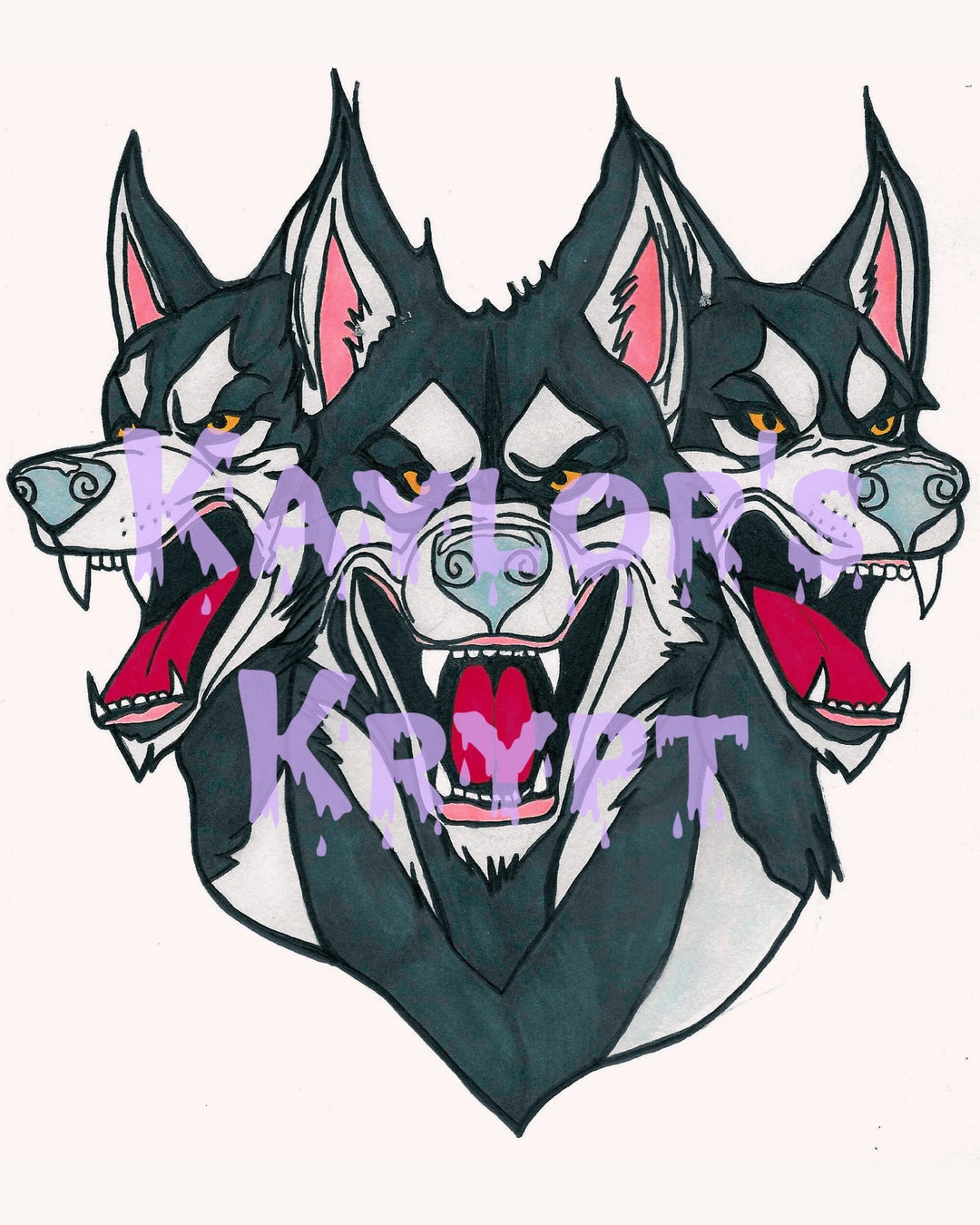 Cerberus, Three Headed Dog, Three Headed Husky, Mythical, Art, Print - Etsy