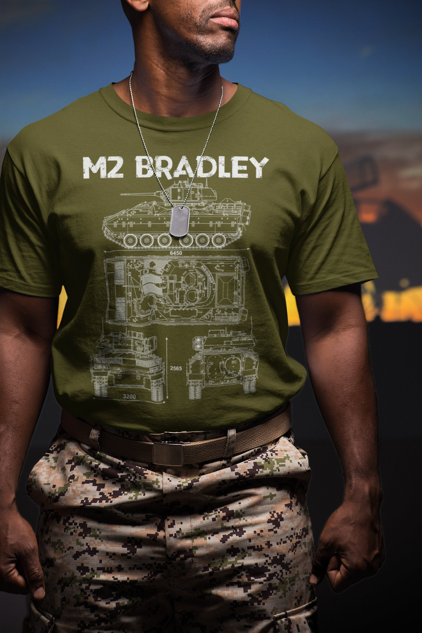 Tactical M2 Bradley Combat Vehicle Print Tee Military Enthusiast ...