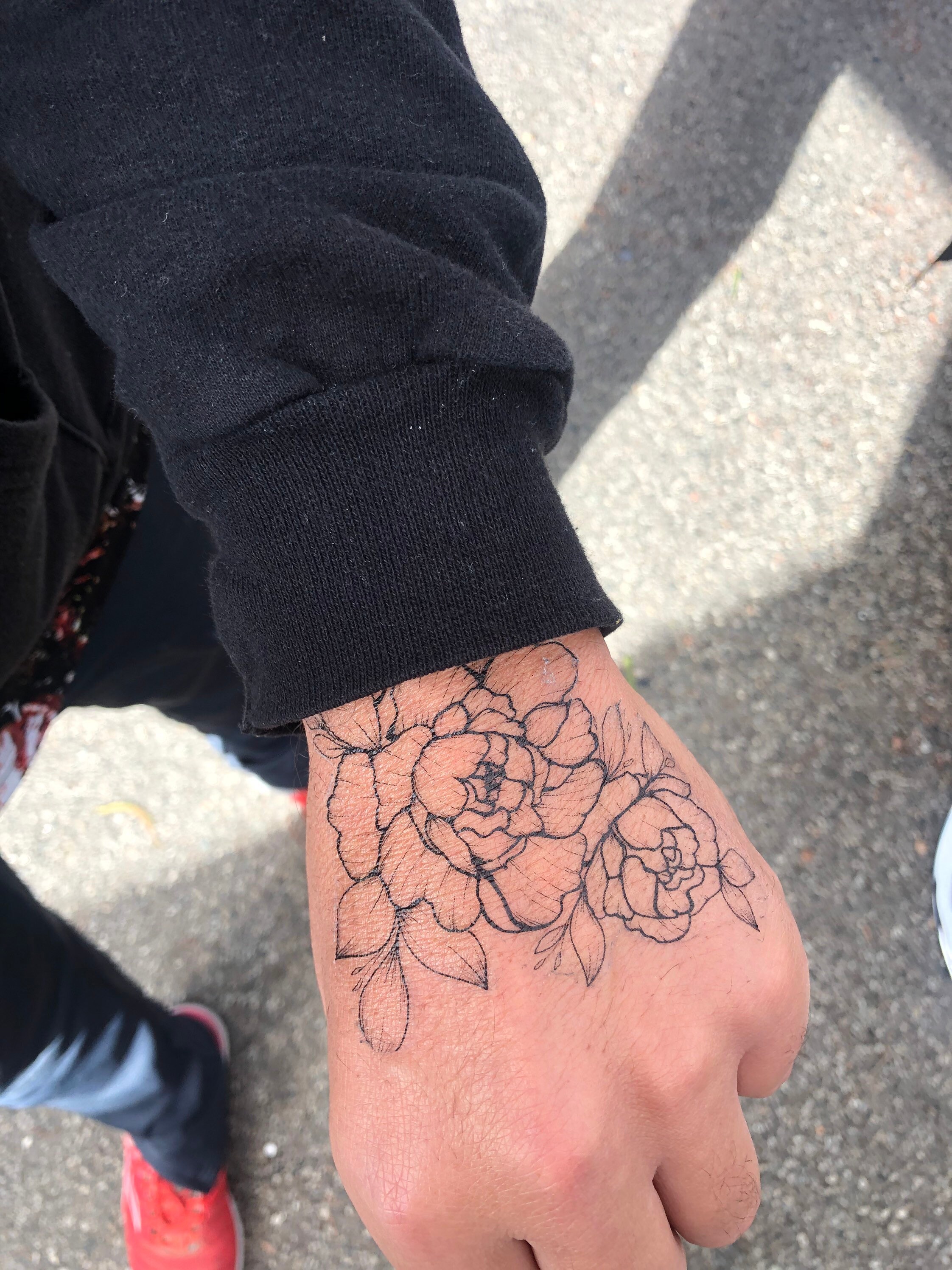 Medium Floral temporary tattoo / Hand Drawn Temporary Tattoo / | Etsy