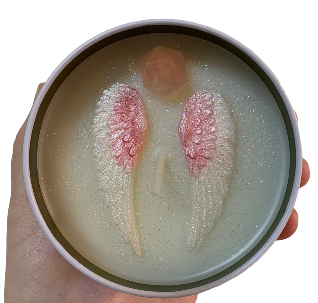 Rose Quartz Angel Wing Candle - Etsy