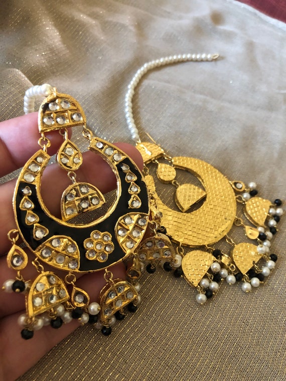 Thappa Kundan Jewelry Indian Jewelry Pakistani Jewelry Indian Earrings Pakistani Earrings Kundan Earrings Chand Earrings kundan Etsy