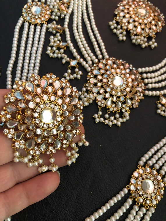 Kundan jewelry indian jewelry pakistani jewelry sheesha kundan set kundan set indian set bridal jewelry pakistan jewelry bridal set Etsy