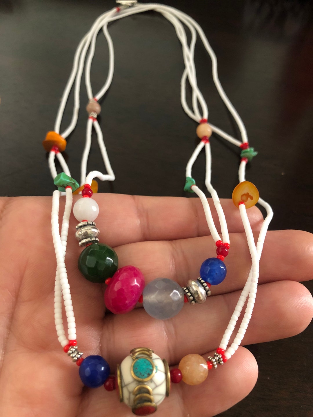 INDIAN Mala, Gemstone Mala, Micro Beads Mala, Long Strands, White Mala ...