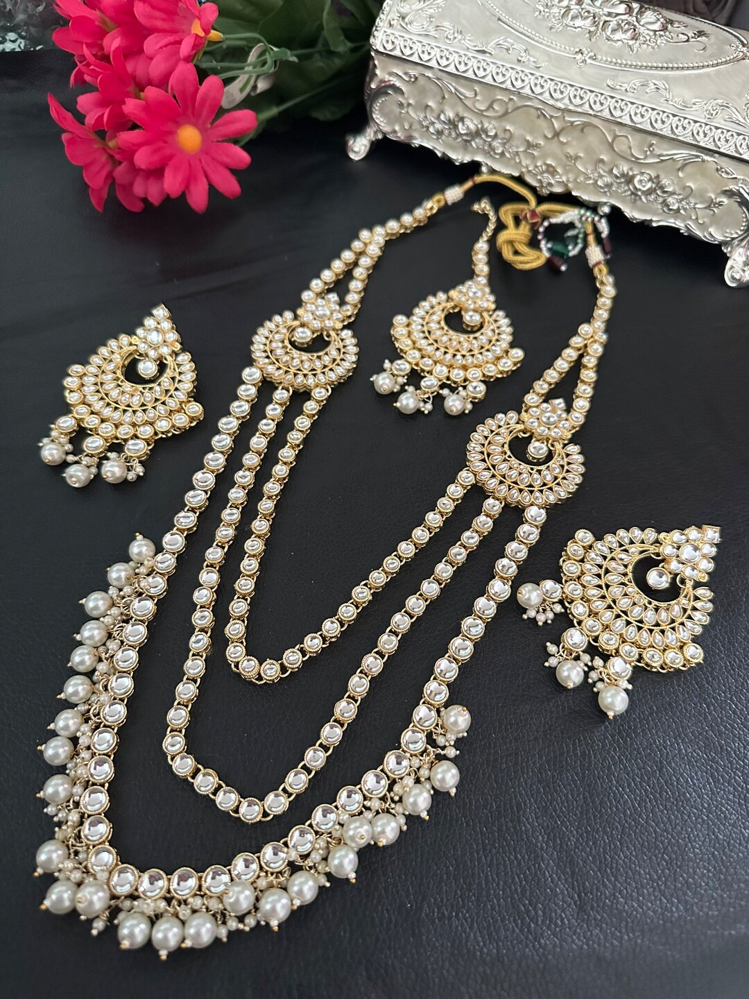 Kundan Mala Set Indian Mala Layered Mala Bridal Set Kundan Jewelry ...