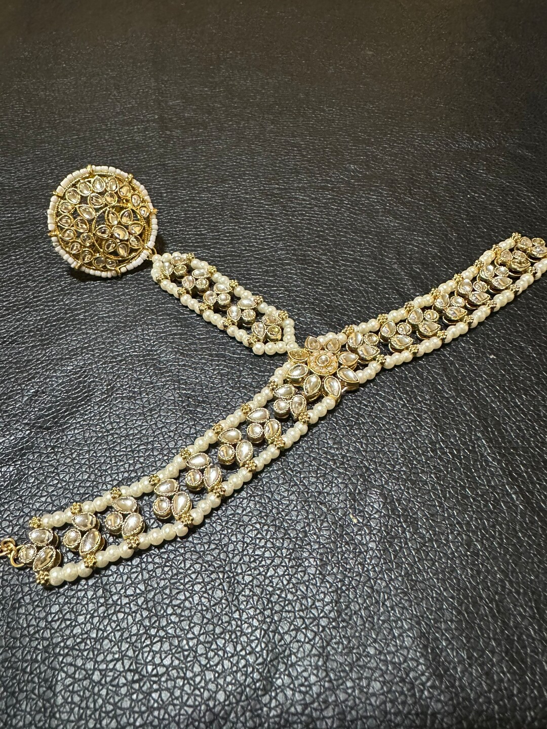 Hath Phool, Anja , Angla , Hand Bracelet With Attached Adjustable Ring ...