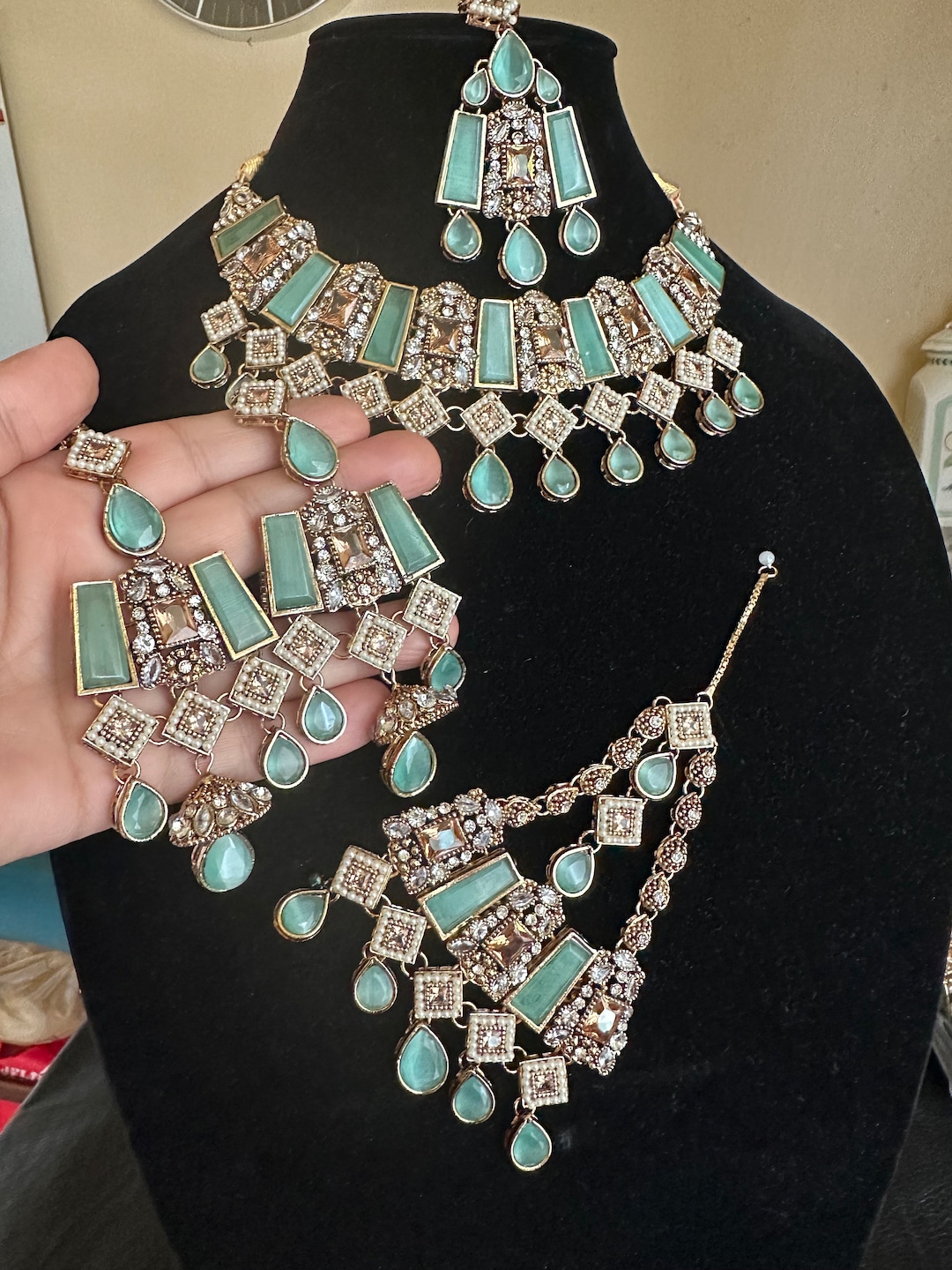 Kundan Bridal Jewelry Set: Indian/pakistani Necklace, Earrings, Tikka ...