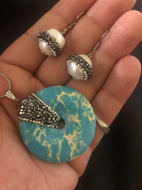 Stone Pendant Set Feroza Stone Locket Set Stones Jewelry | Etsy