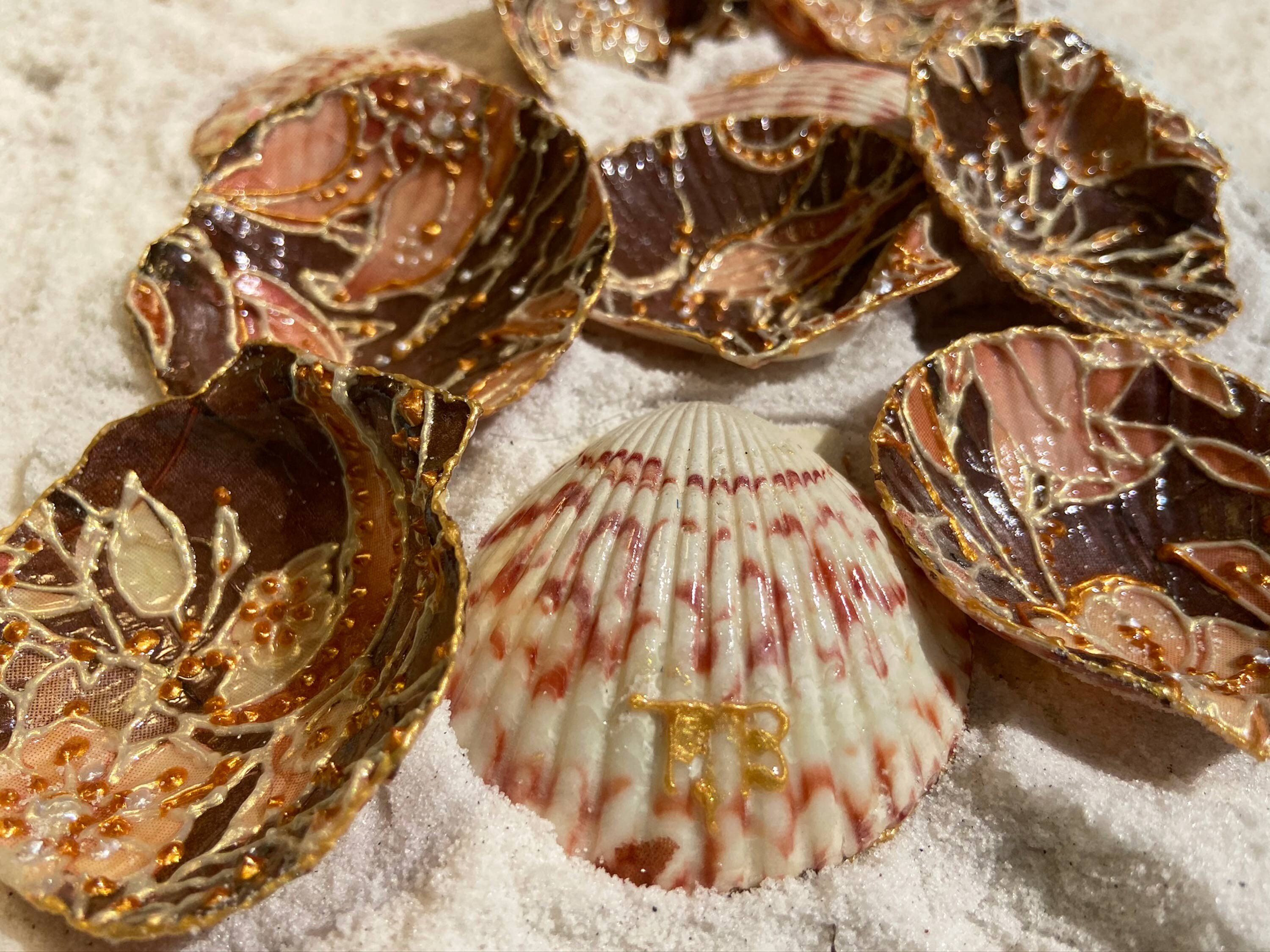 Scallop Shell Ring Holder Dishhand Painted Sea Shellsdecorative Trinket ...