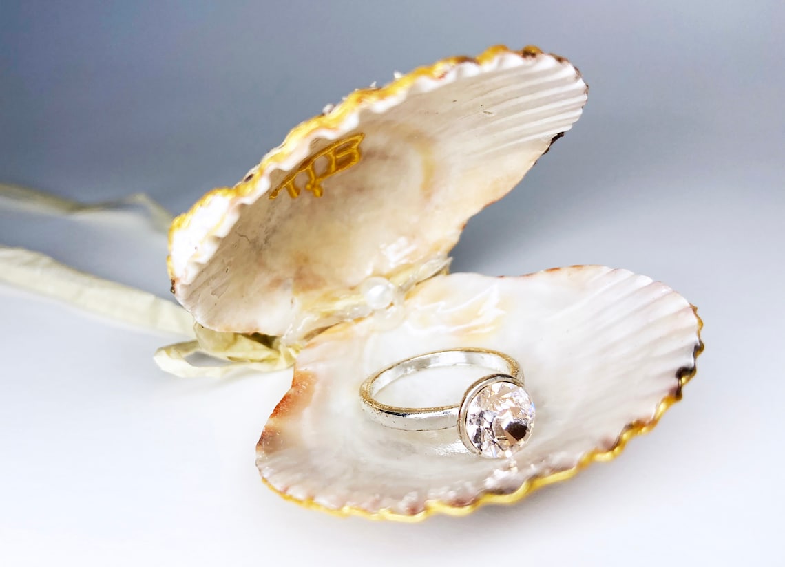 Wedding Ring Bearer Boxengagement Shell Ring Boxwedding - Etsy