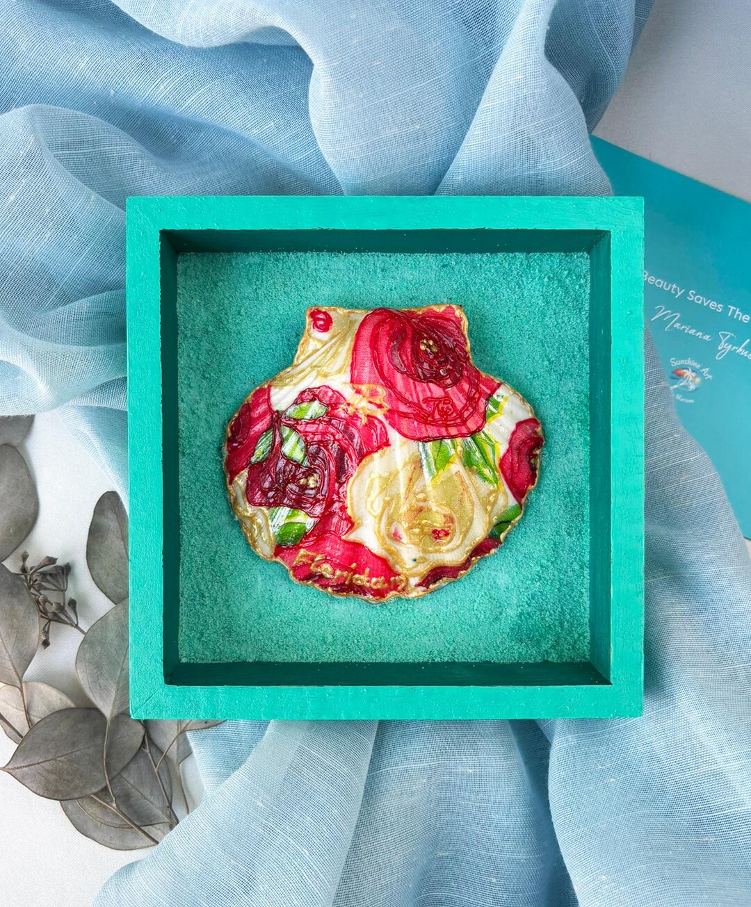 Seashell Shadow Box Art: Floral Scallop, Beach Decor - Etsy