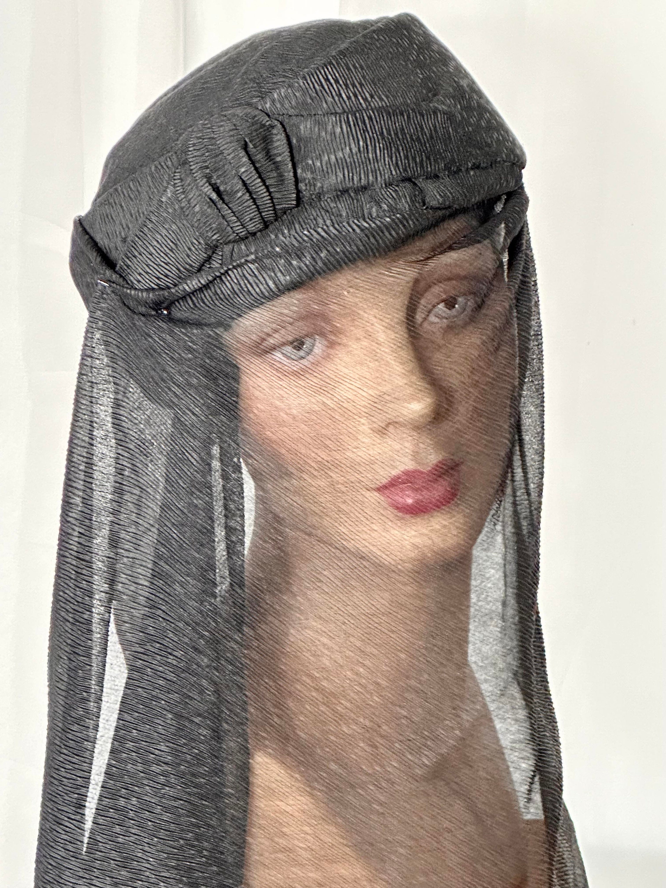 Original Bespoke Ca1900 Mourning Hat and Veil in Crepe Anglaise. 2145 ...