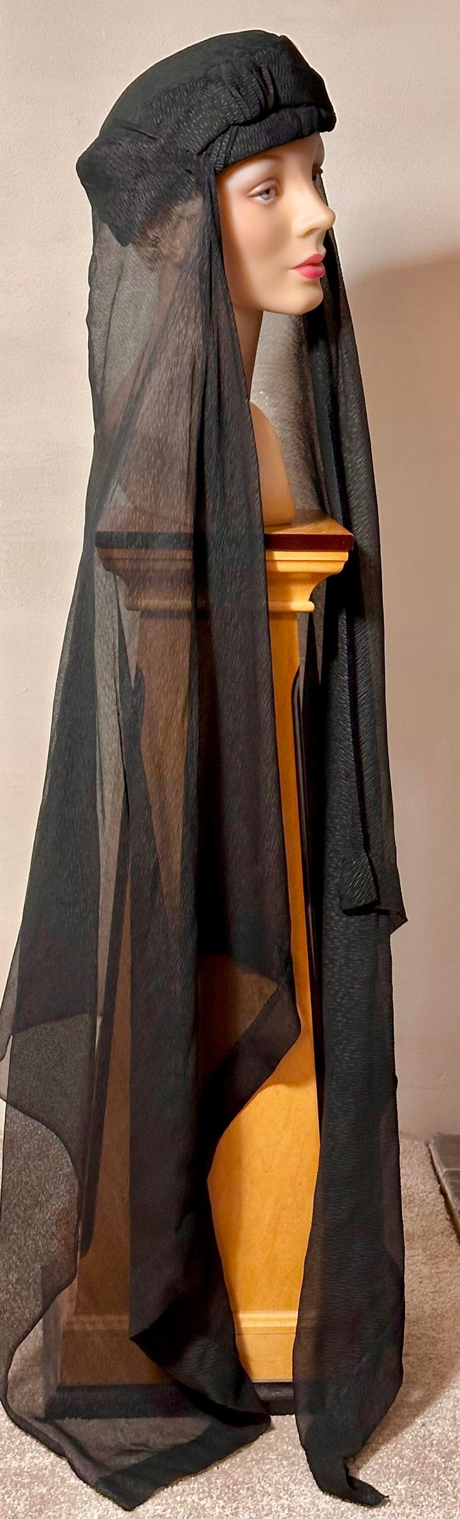 Original Bespoke Ca1900 Mourning Hat and Veil in Crepe Anglaise. 2145 ...