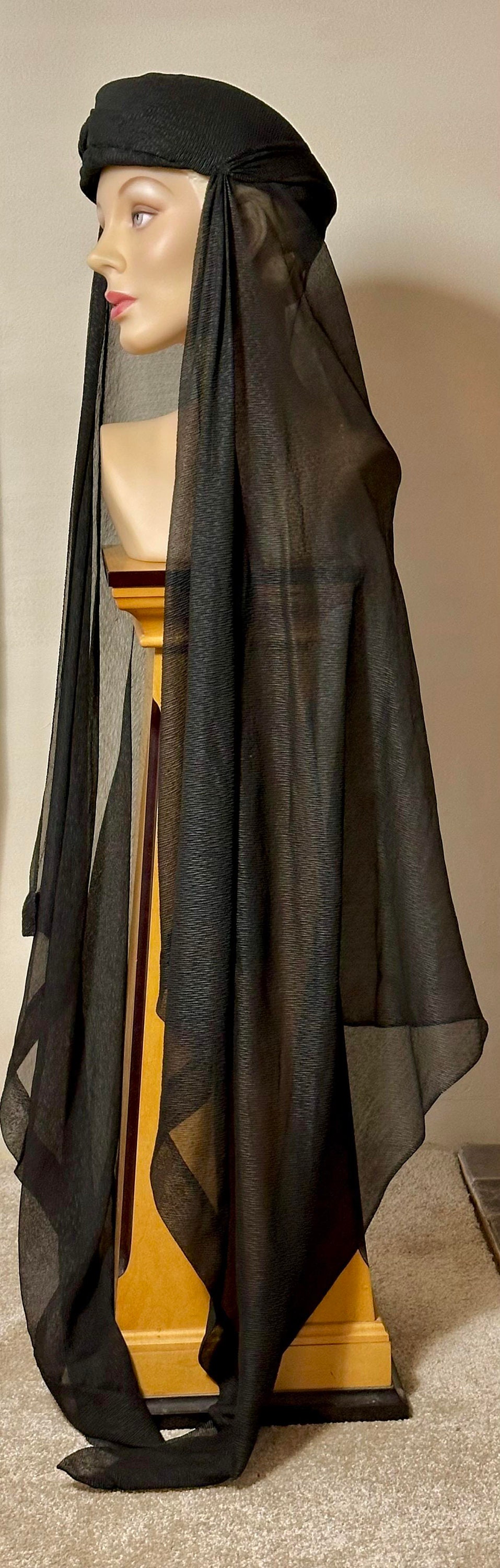 Original Bespoke Ca1900 Mourning Hat and Veil in Crepe Anglaise. 2145 ...