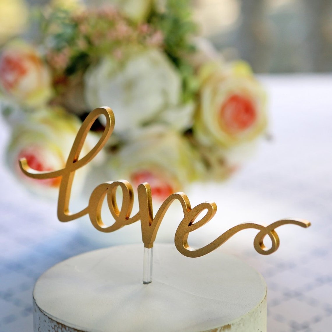 Gold Love Cake Topper - Etsy