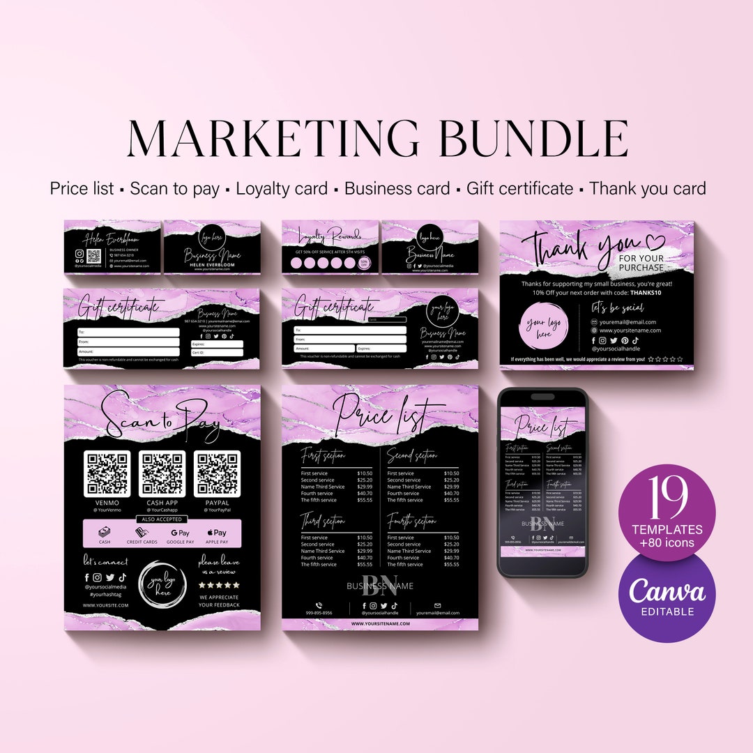 Editable Printable Price List Template, Scan to Pay Sign, Loyalty ...