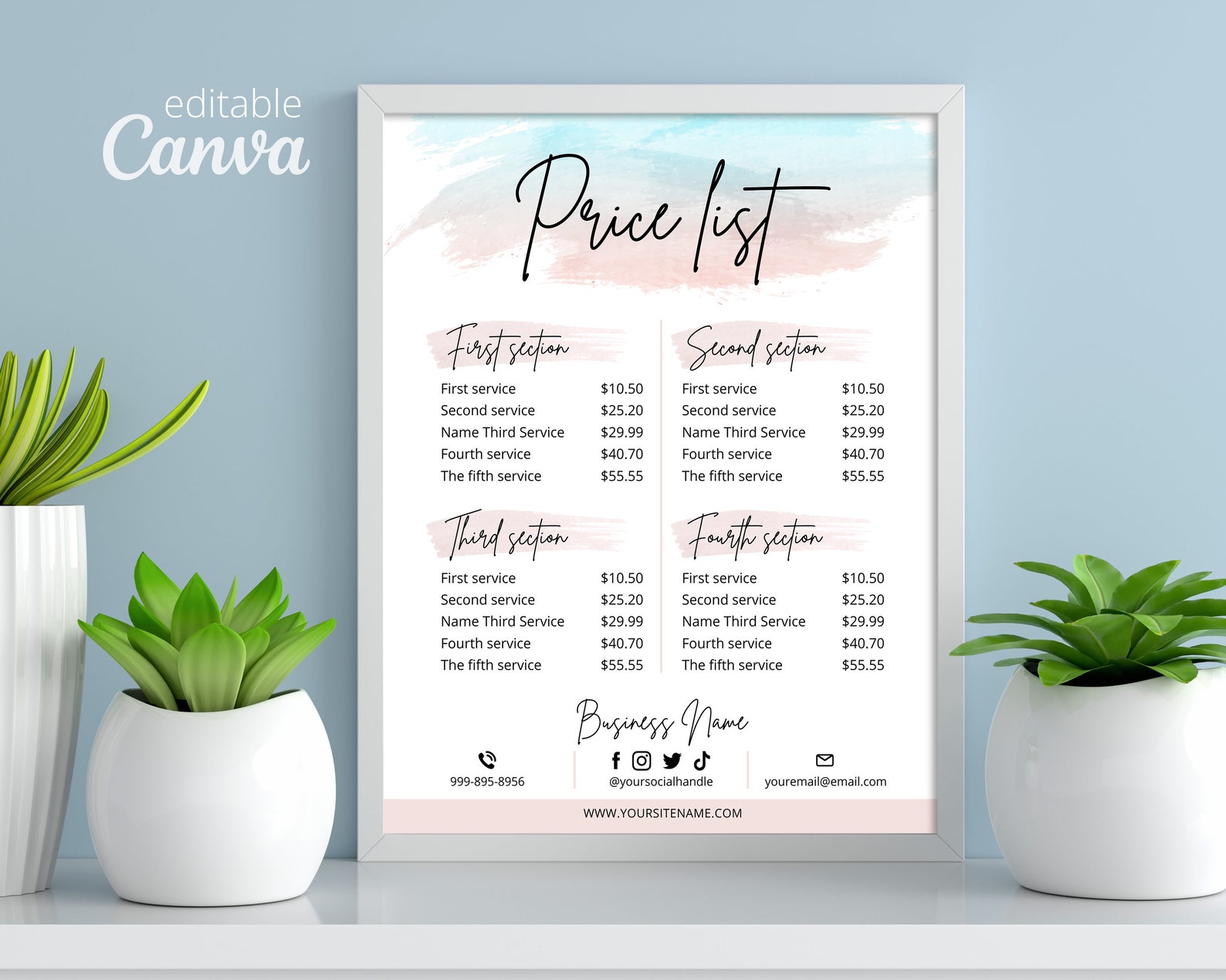 Editable Price List Template for Small Business Printable - Etsy