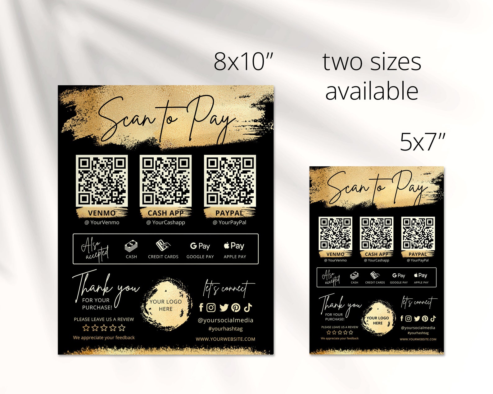 Gold Scan to Pay Template QR Code Scan to Pay Payment Sign - Etsy