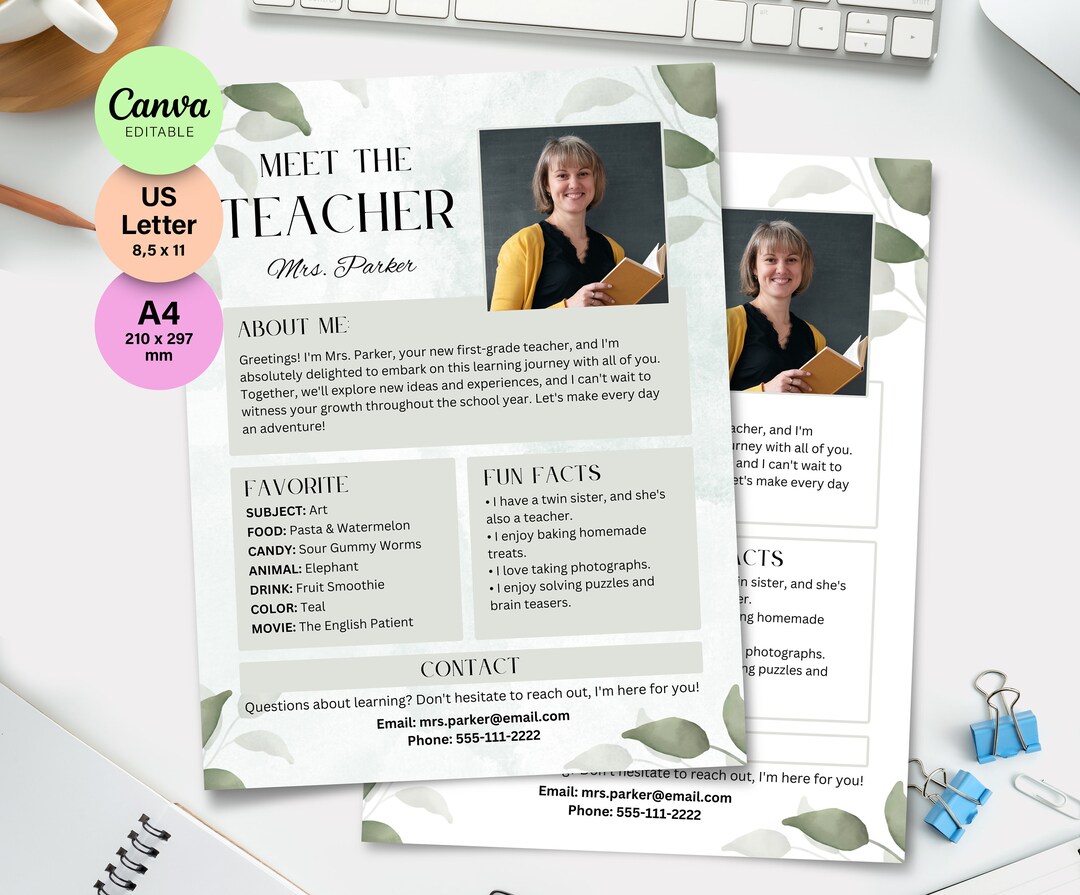 Editable Meet the Teacher Template | Personalized Teacher Intro Letter ...