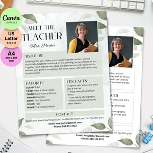 Editable Meet the Teacher Template | Personalized Teacher Intro Letter ...