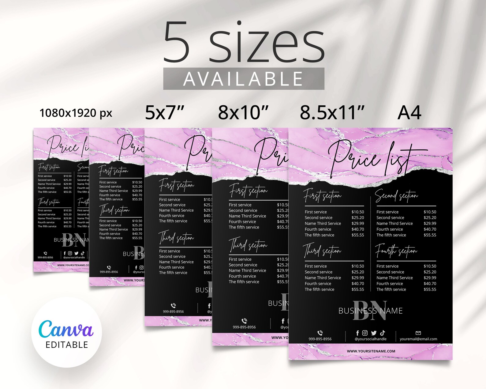Editable Printable Price List Template, Scan to Pay Sign, Loyalty ...