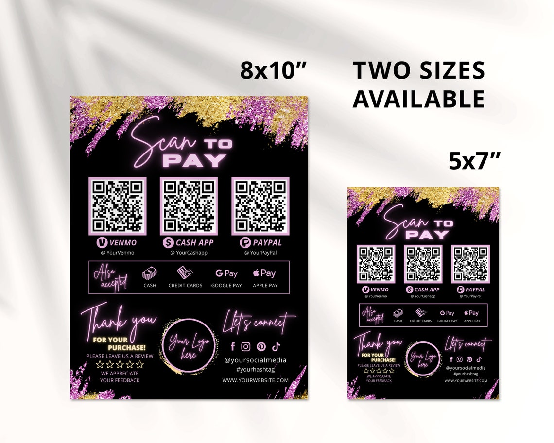 Scan to Pay Template QR Code Scan to Pay Editable Template - Etsy