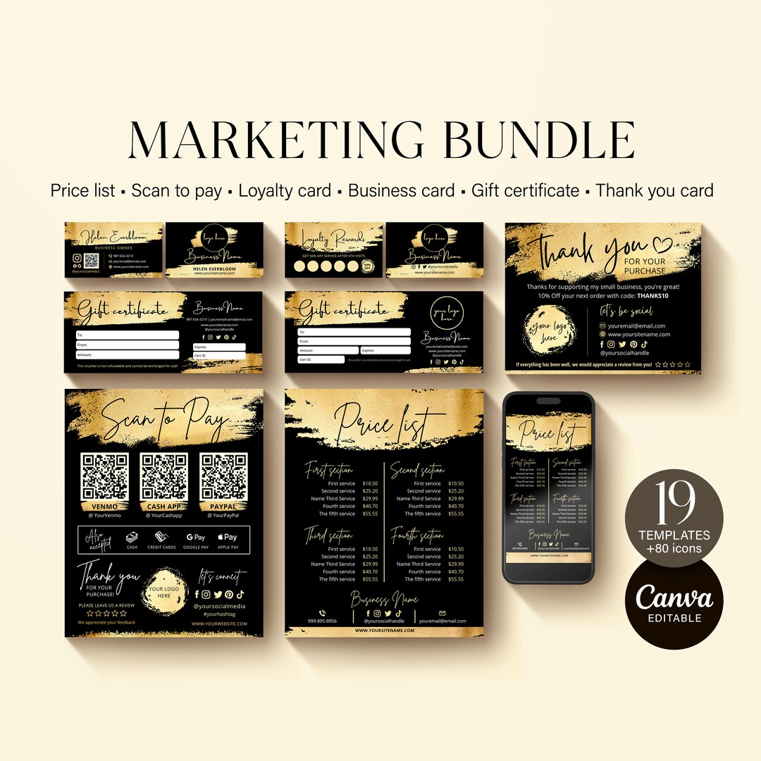 Scan to Pay Sign, Price List Template Editable, Thank You Card, Gift ...