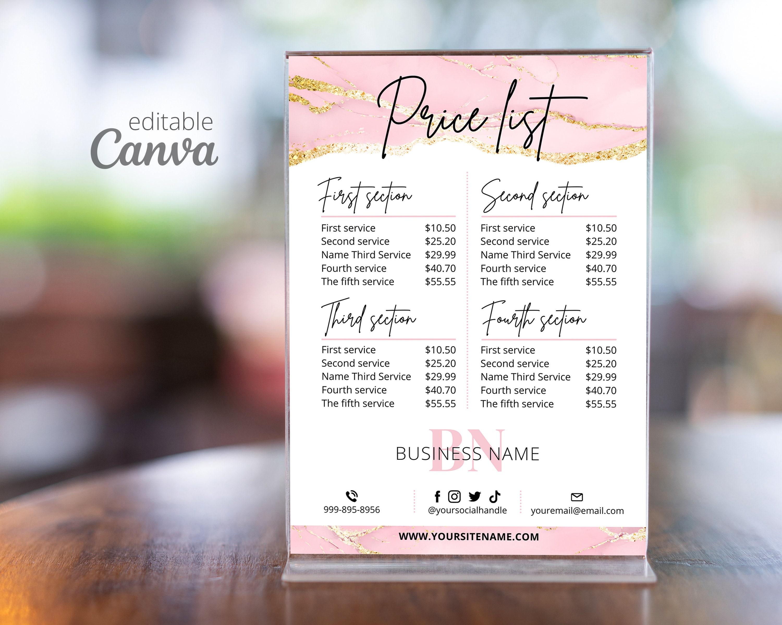 Printable Editable Price List Template Sign for Small - Etsy Australia