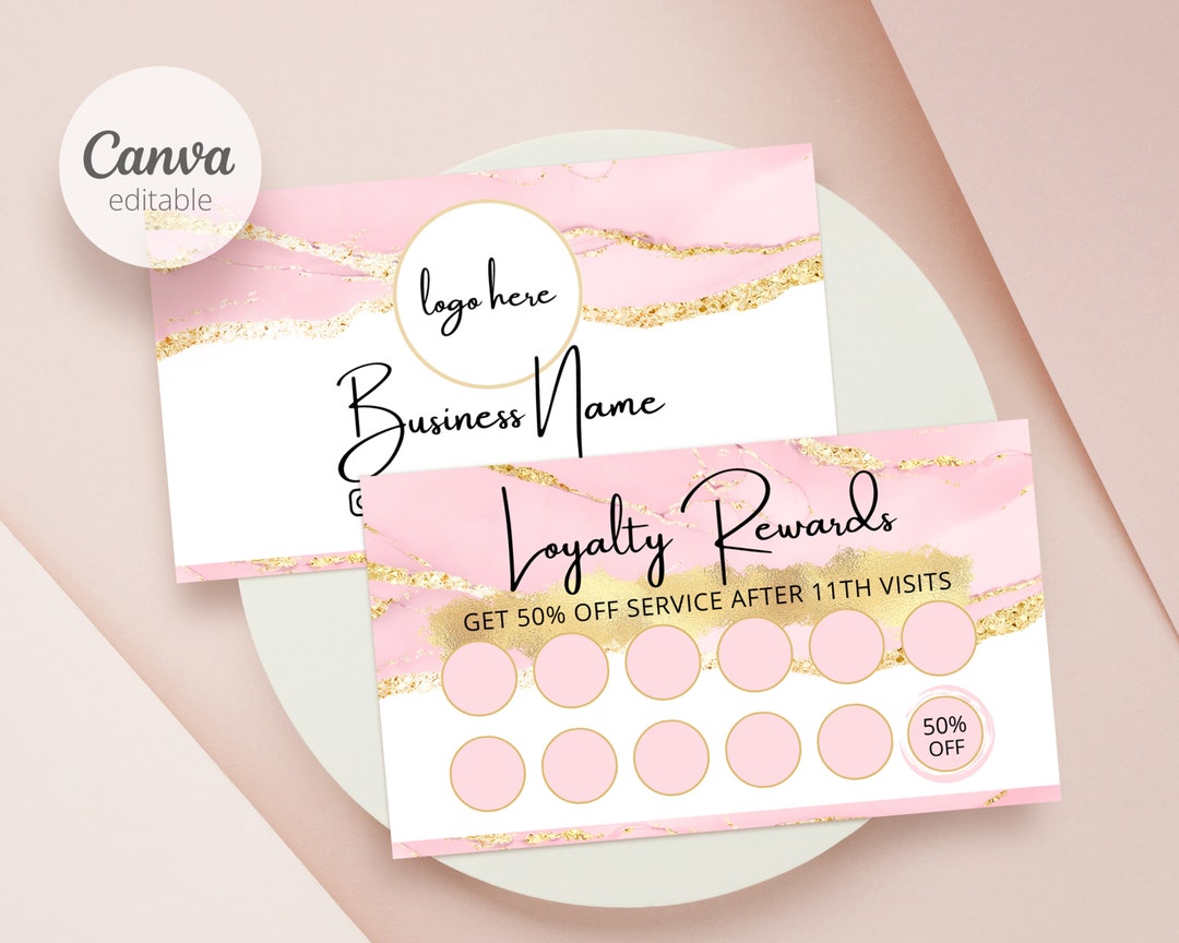 Printable Punch Card, Editable Loyalty Card Template, Template Canva ...